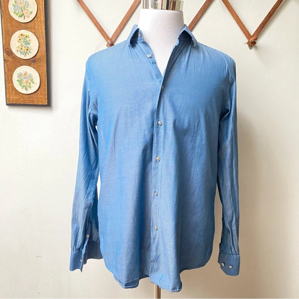 Hugo Boss | Shirts | Hugo Boss Blue Sheen Button Down Shirt | Poshmark